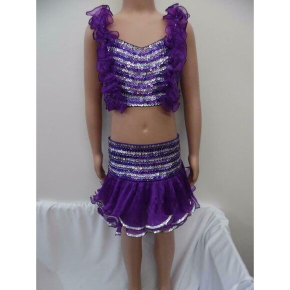 Glamour | Costumes | Dance Costume Glamour Glamour Purple Ruffle 2 Pc Purple Medium Child Jazz ...